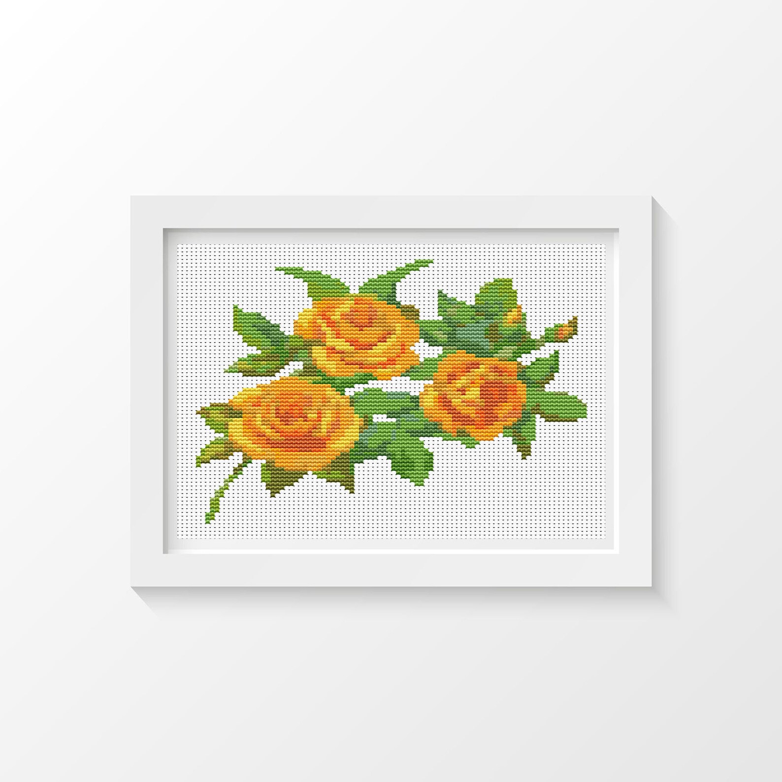 A Trio of Yellow Roses Cross Stitch Pattern - Etsy