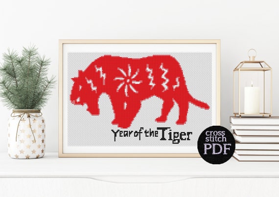 Year of the Tiger Cross Stitch Pattern Chinese Zodiac Cross | Etsy
