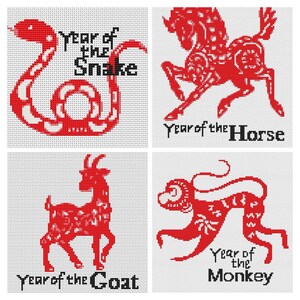 Chinese Zodiac Pattern PDF Bundle Set, Astrology, Horoscope Embroidery ...