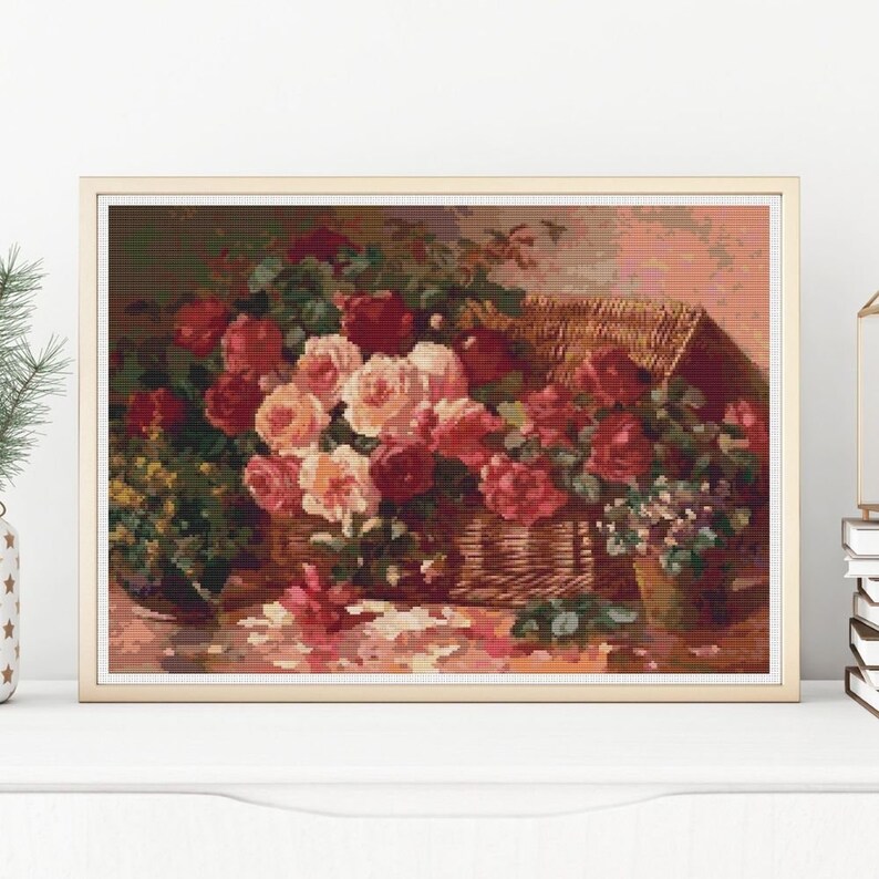 Floral Still Life Cross Stitch Pattern Roses Cross Stitch - Etsy