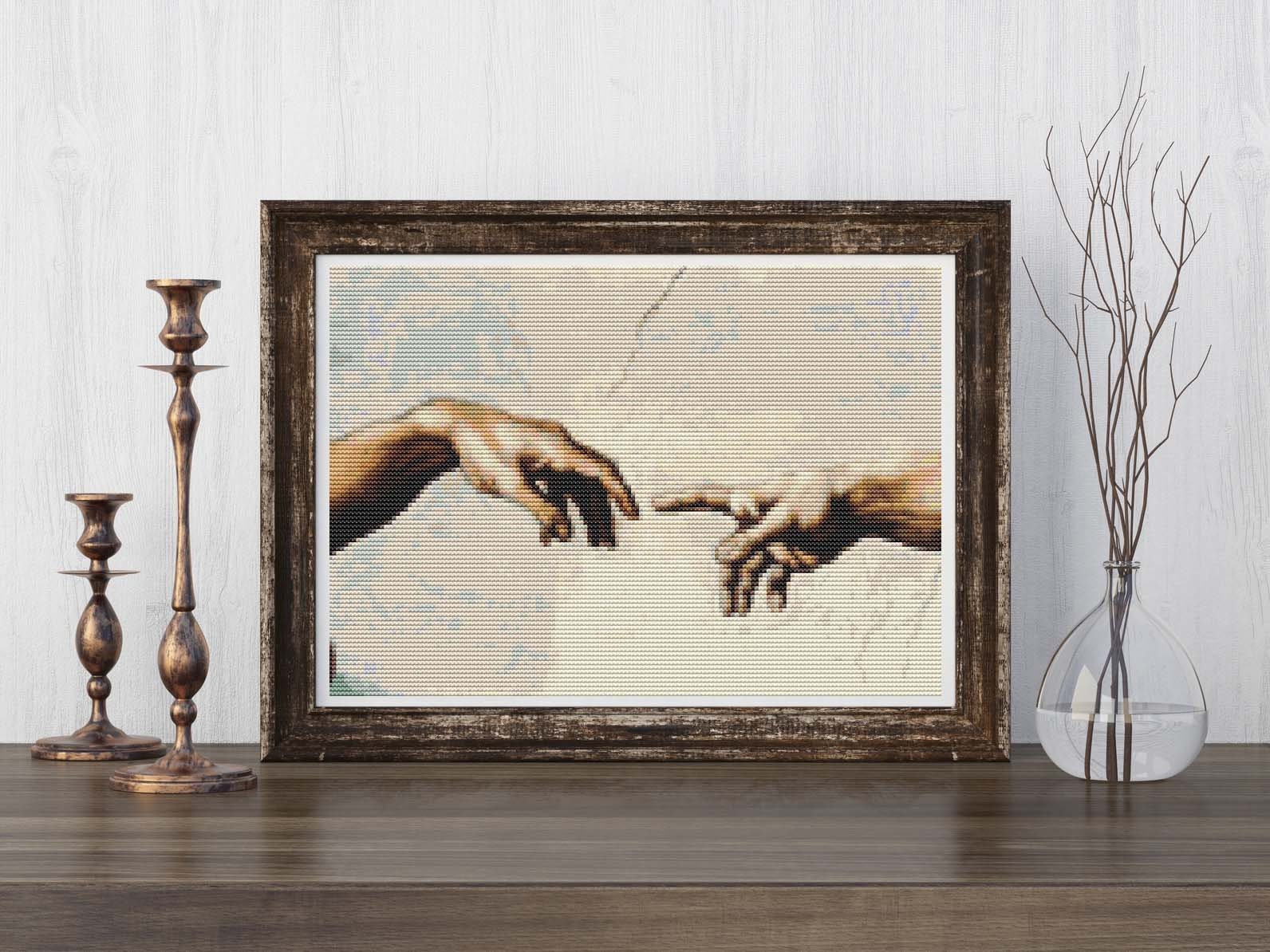 Hands of God and Adam Cross Stitch Kit Michelangelo | Etsy