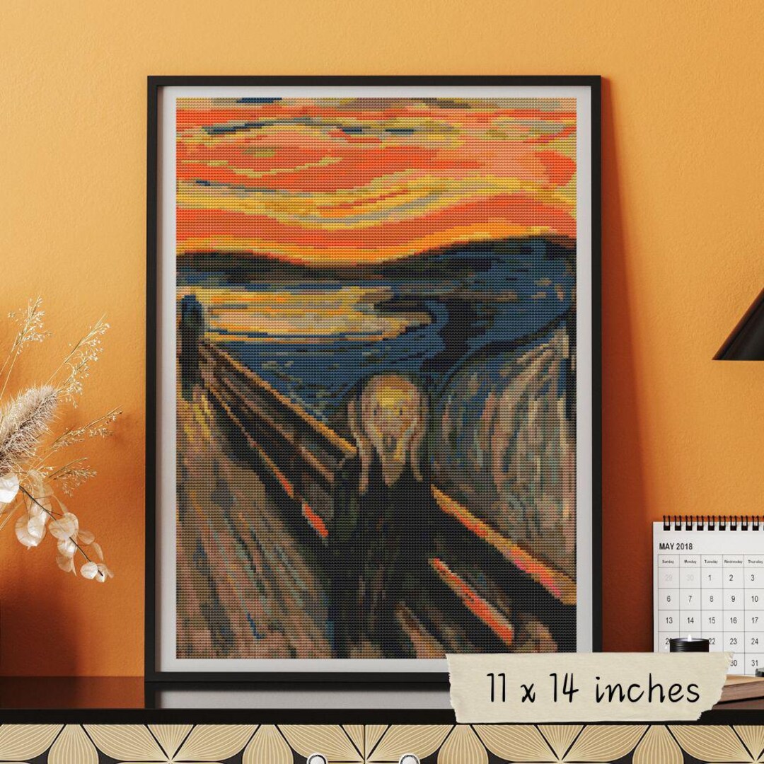 Cross Stitch Pattern the Scream, Abstract Embroidery Chart, Edvard ...