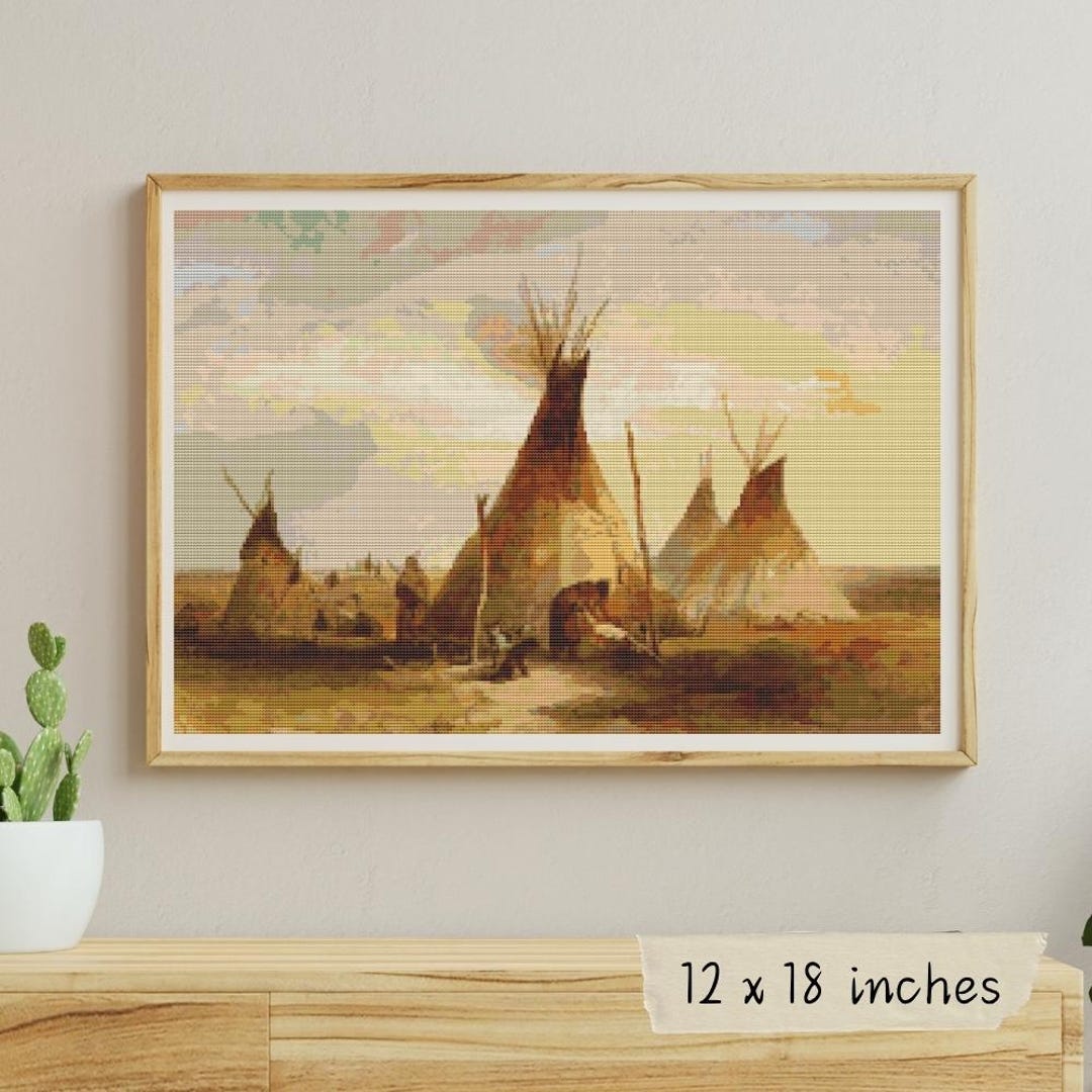 Sioux Teepee Cross Stitch Pattern, Karl Bodmer, Native American ...