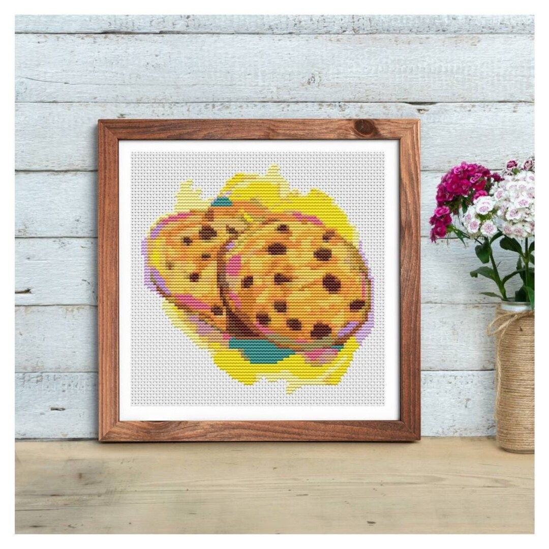 FULL KIT Chocolate Chip Cookies Cross Stitch Kit, Food Embroidery ...