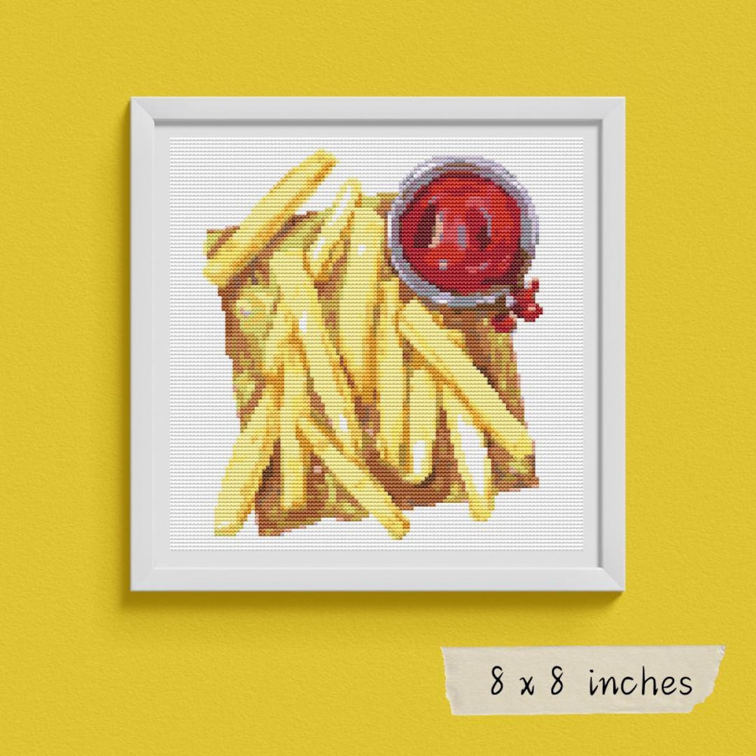 French Fries and Sauce Cross Stitch Pattern, Fast Food Series, Food ...