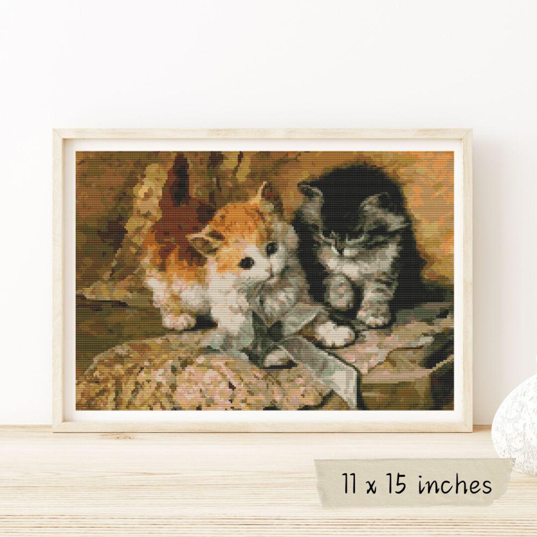 Cross Stitch Pattern Kittens and Bows, Cat Embroidery Chart, Henriette ...