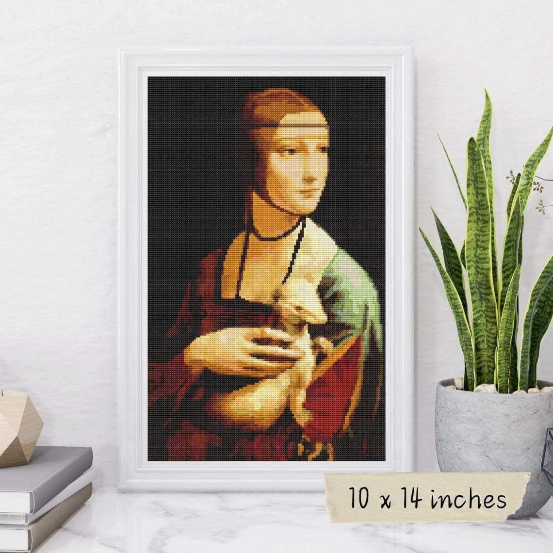 Lady With an Ermine Cross Stitch Kit, Leonardo Da Vinci, Art Embroidery ...