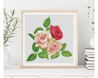 French Bridal Roses Cross Stitch Pattern Pdf Format - Etsy