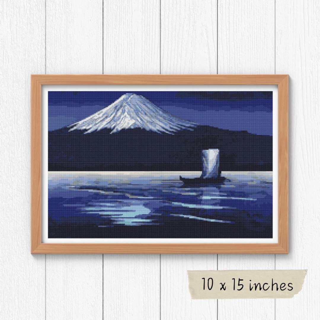 Moonlight on Mount Fuji Cross Stitch Pattern, Lilian May Miller ...