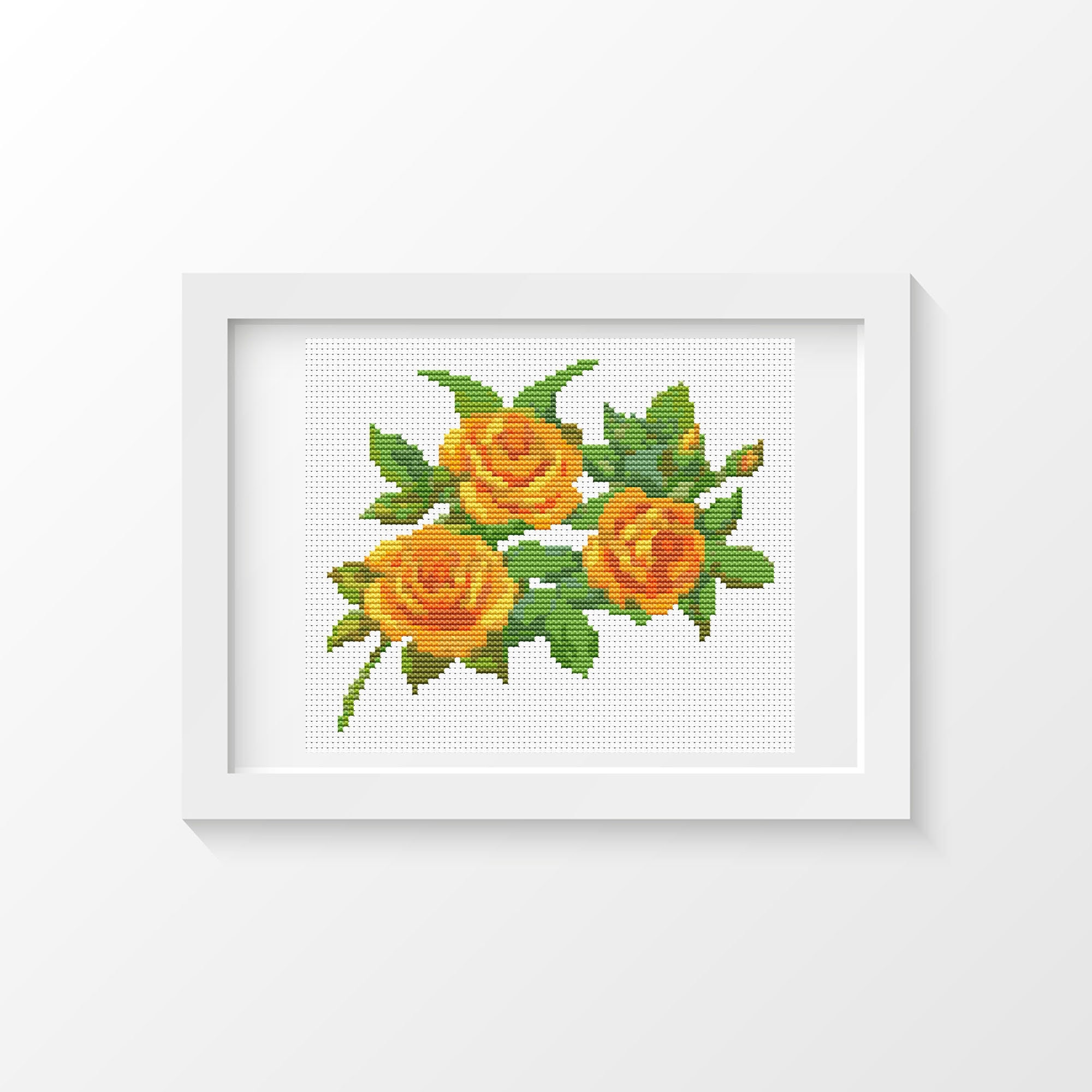 A Trio of Yellow Roses Cross Stitch Pattern Floral Cross | Etsy