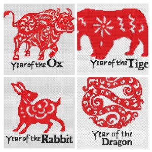 Chinese Zodiac Pattern PDF Bundle Set, Astrology, Horoscope Embroidery ...