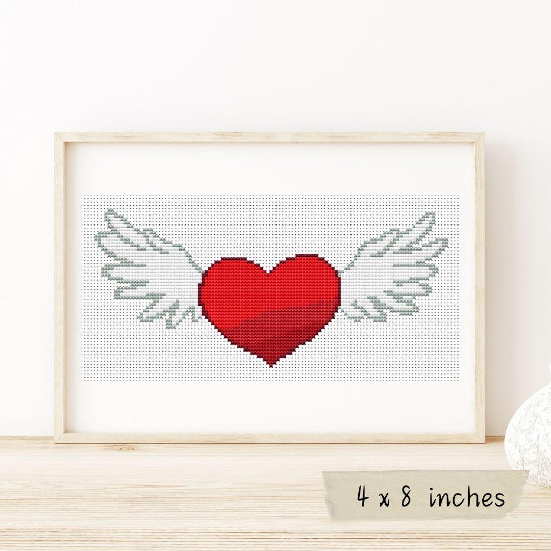 Winged Heart Cross Stitch Pattern, Love, Romance, Valentine's Day - Etsy