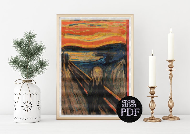 The Scream Cross Stitch Pattern Edvard Munch Abstract Cross | Etsy