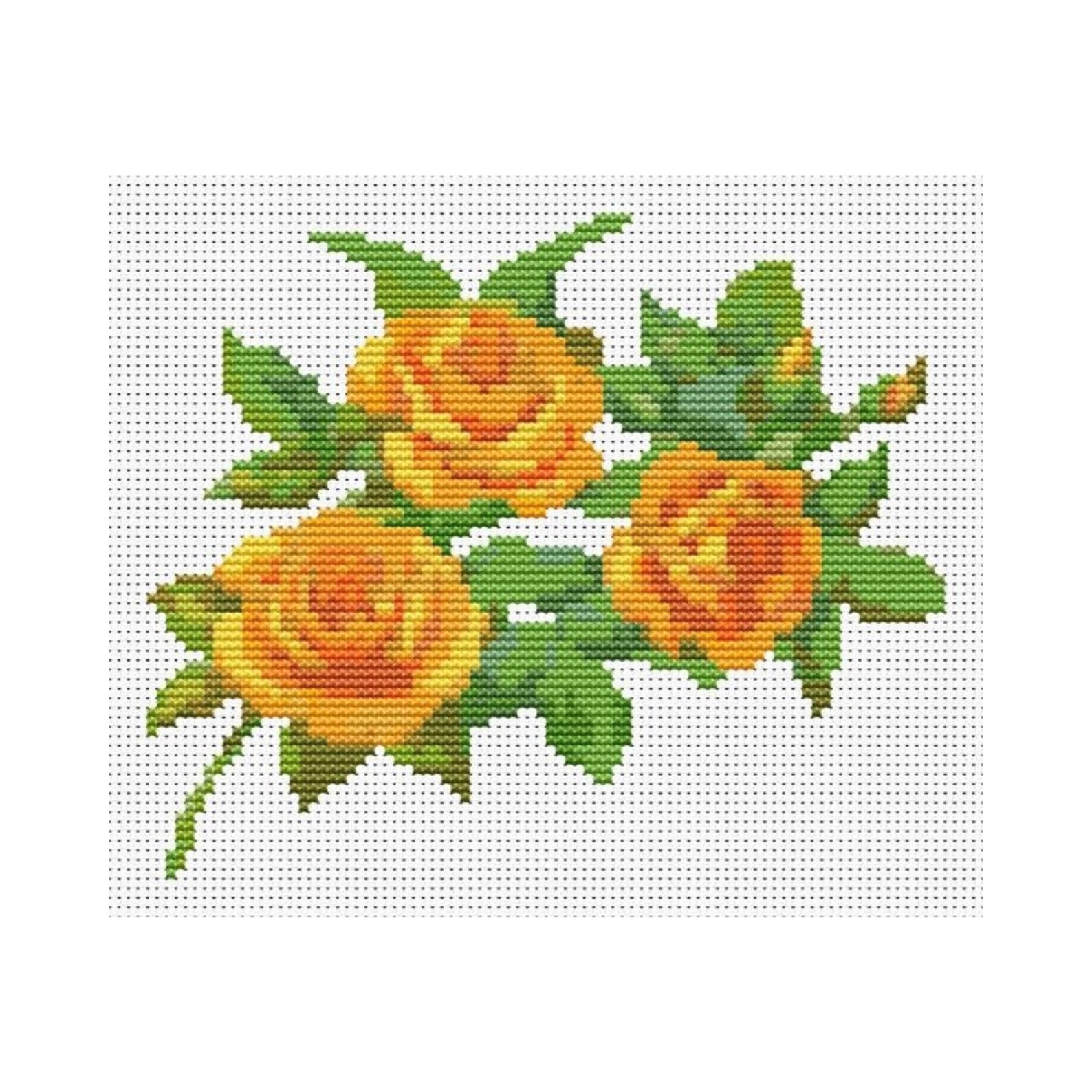 A Trio of Yellow Roses Cross Stitch Pattern - Etsy