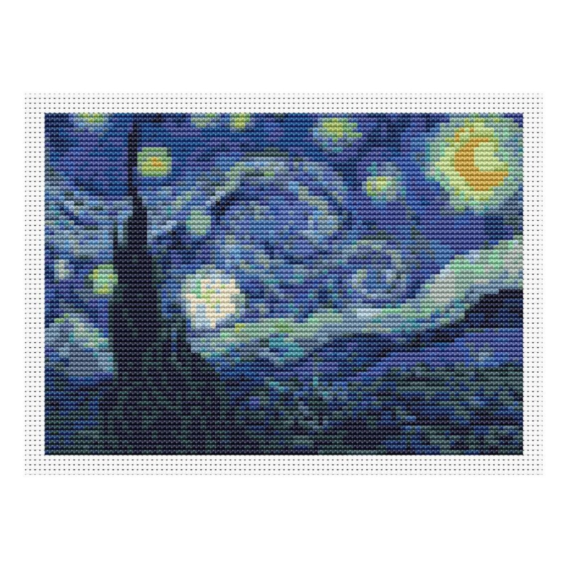 The Starry Night Mini Cross Stitch Pattern Landscape Cross - Etsy