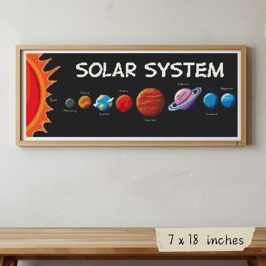 Solar System Cross Stitch Pattern, Space, Astronomy, Planet Embroidery ...