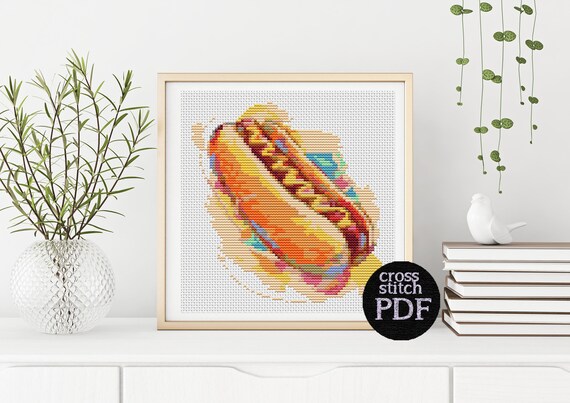 Relish the Hot Dog Cross Stitch Pattern Food Cross Stitch | Etsy