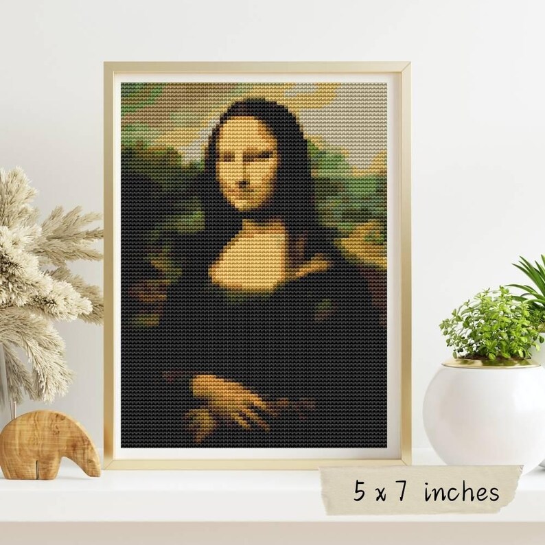 Mona Lisa Mini Cross Stitch Pattern, Leonardo Da Vinci, Art Embroidery ...