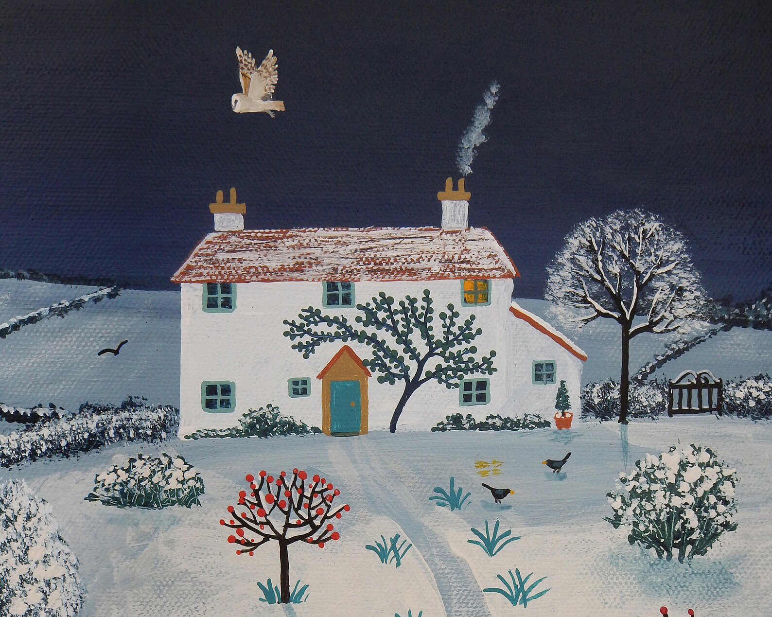 16 X 22 Canvas Print of a Cottage at Night in Winter - Etsy