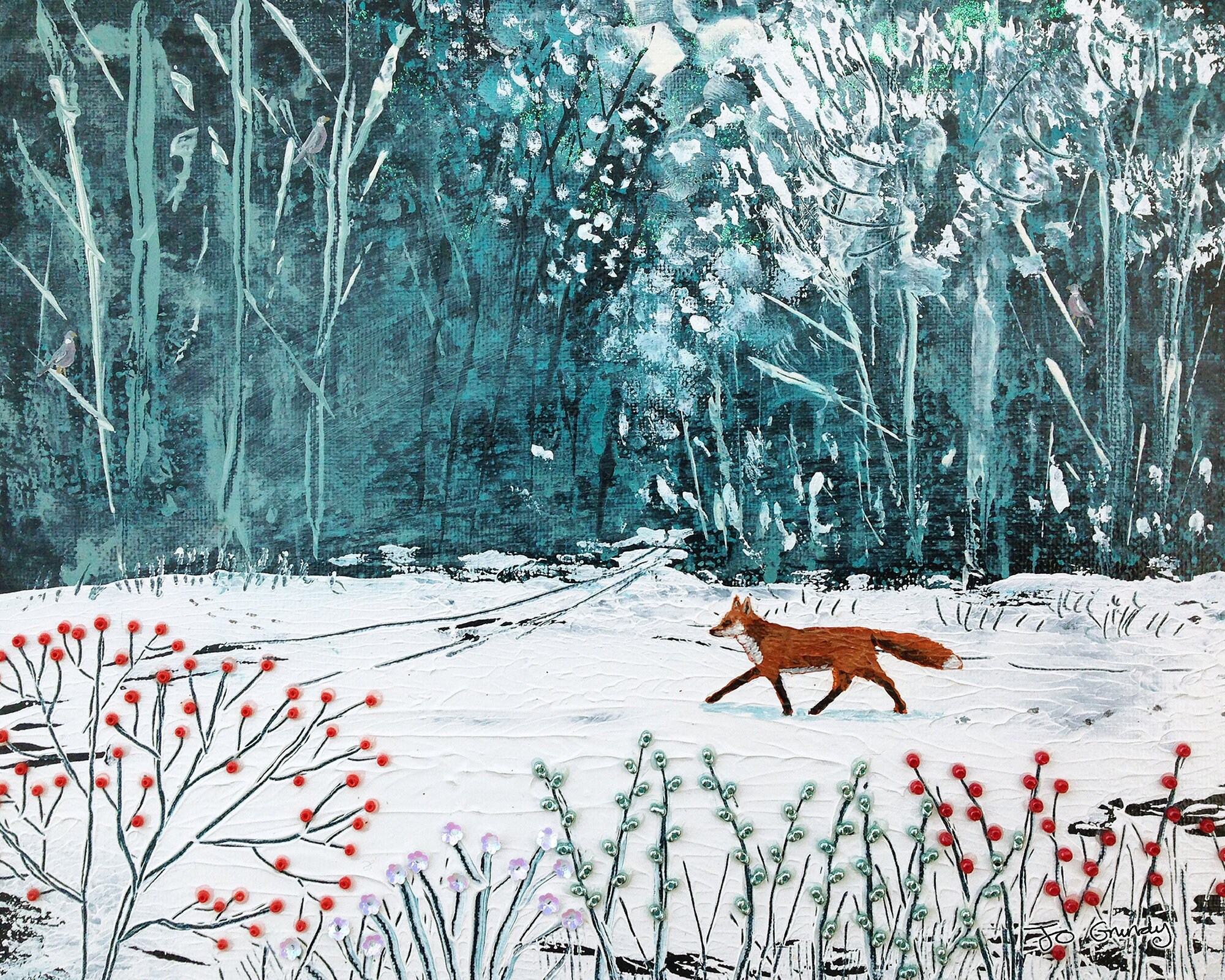 10 x 8 inch canvas print of fox in a winter wood from an | Etsy