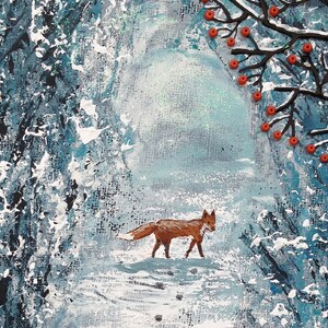 8 X 10 Inch Canvas Print of Foxes in a Winter Wood From an Original ...