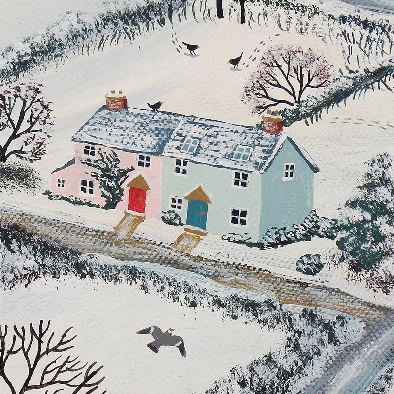 Print on Paper of Snowy English Landscape of Fields From an Original ...