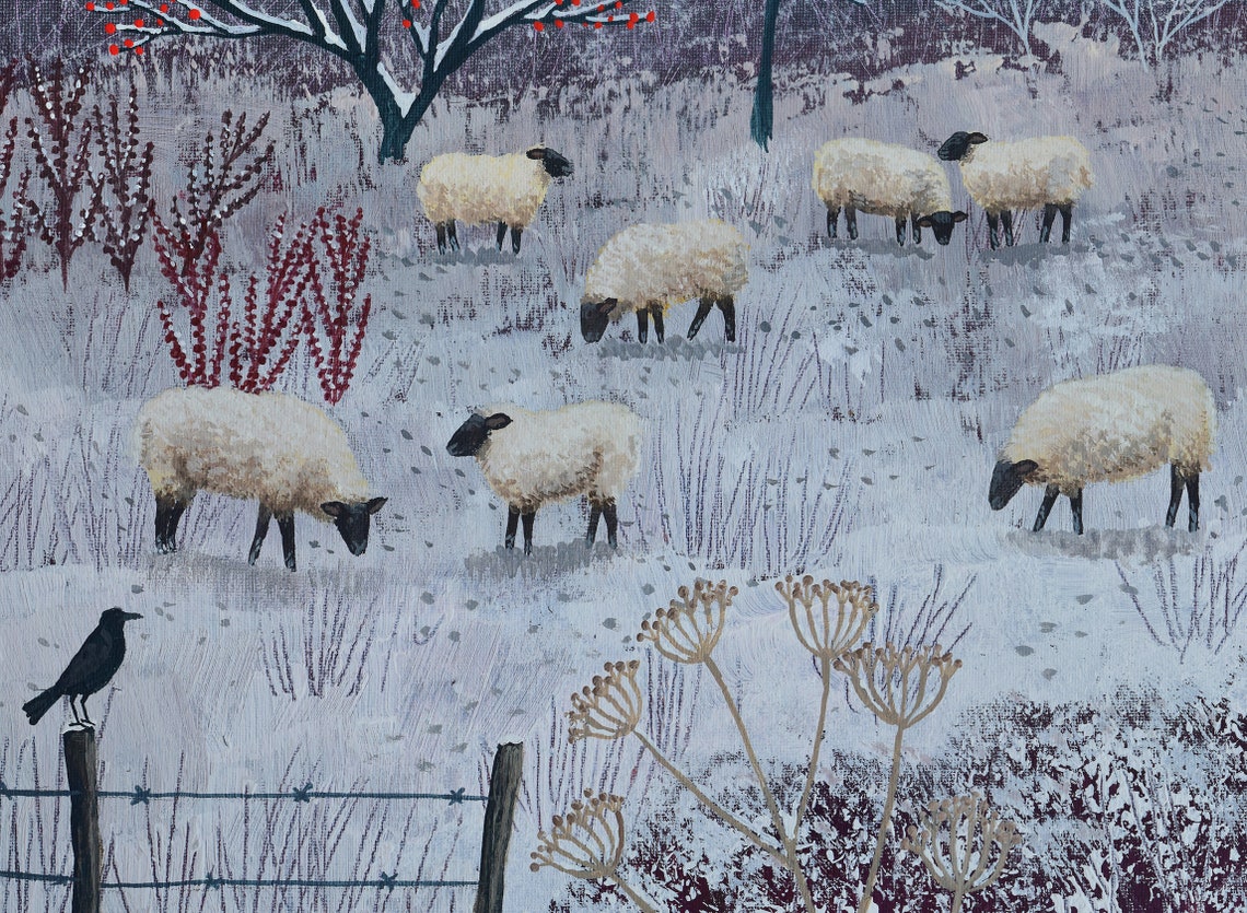 16 X 20" Canvas Print of Sheep in the Snow Printed From an Acrylic ...