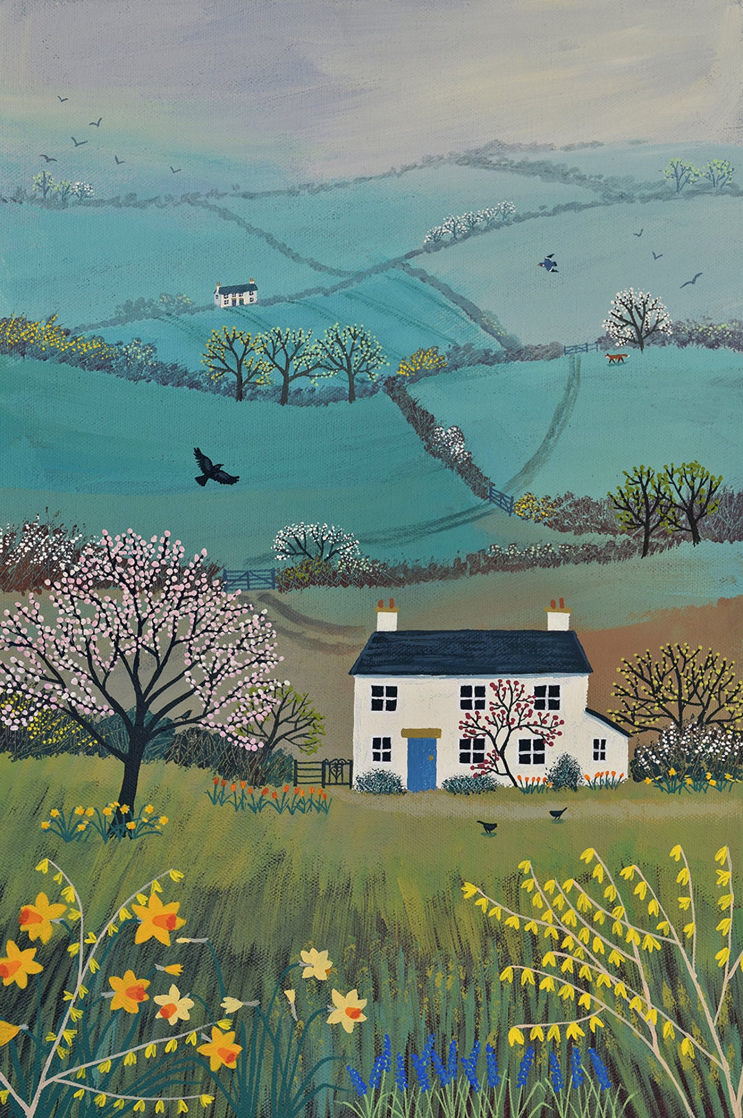Print on Paper of an English Landscape in Spring From an Original ...