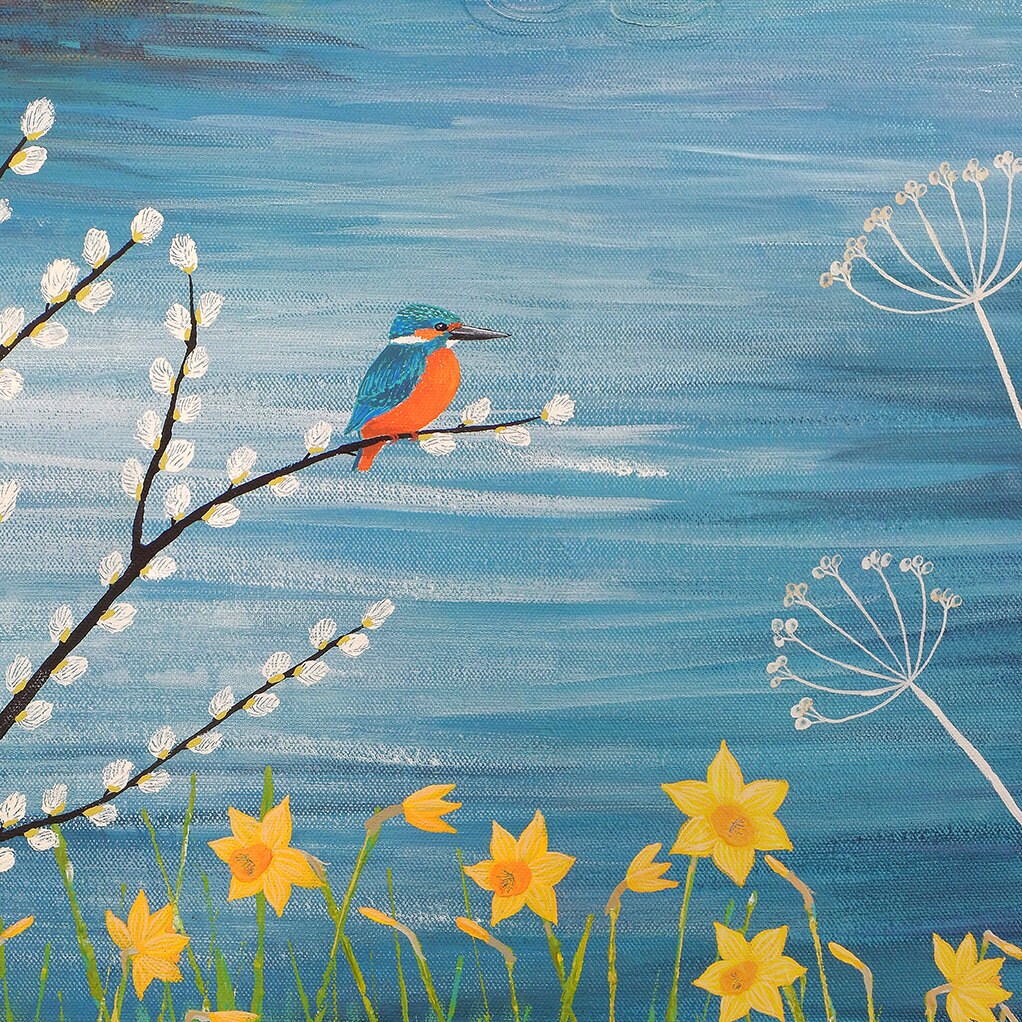 Print on Paper of Countryside in Spring With Lake and - Etsy