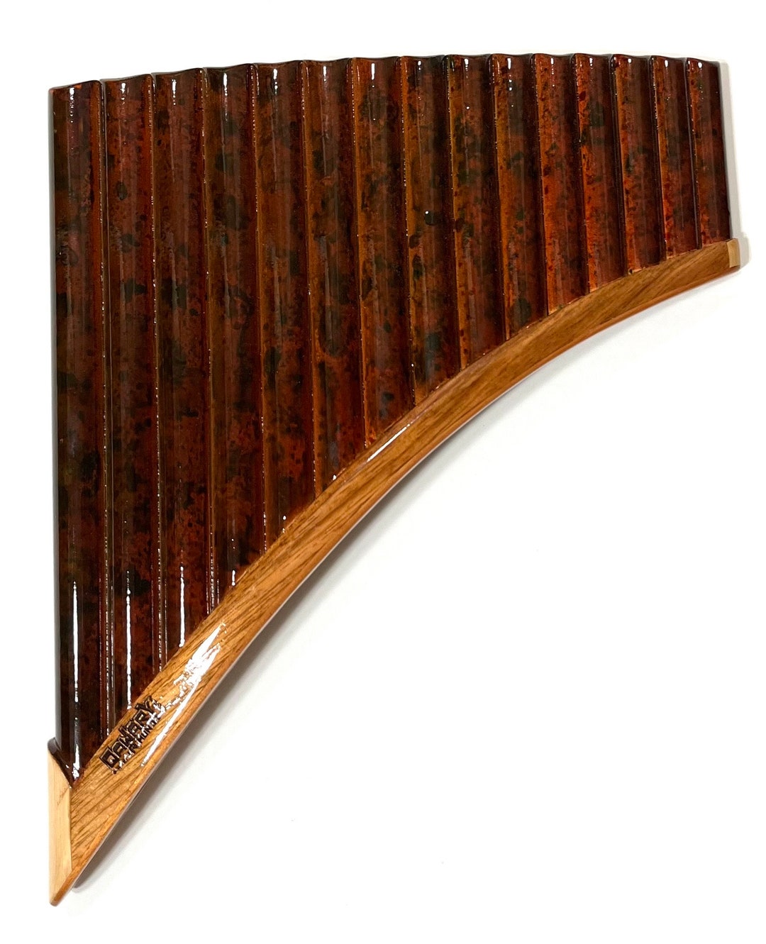 Pan Flute 15 Pipes Dark Burgundy Bamboo Panflute Tuned Panflute G Major ...
