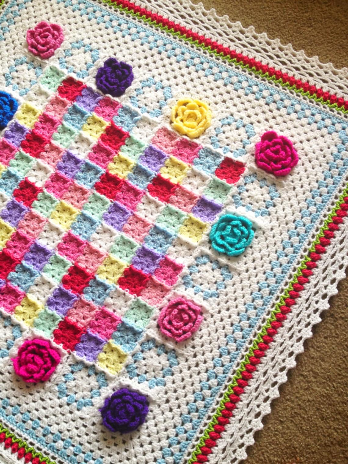 CROCHET ROSE PATTERN/crochet blanket pattern/Baby blanket | Etsy