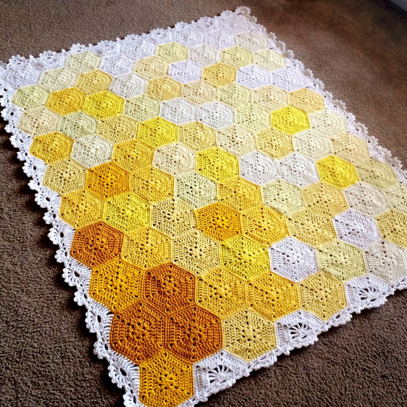 Geometric Crochet PATTERN Hexagon Motif Easy Blanket - Etsy