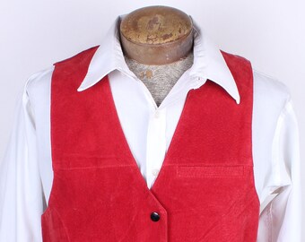 Red Leather Vest - Etsy
