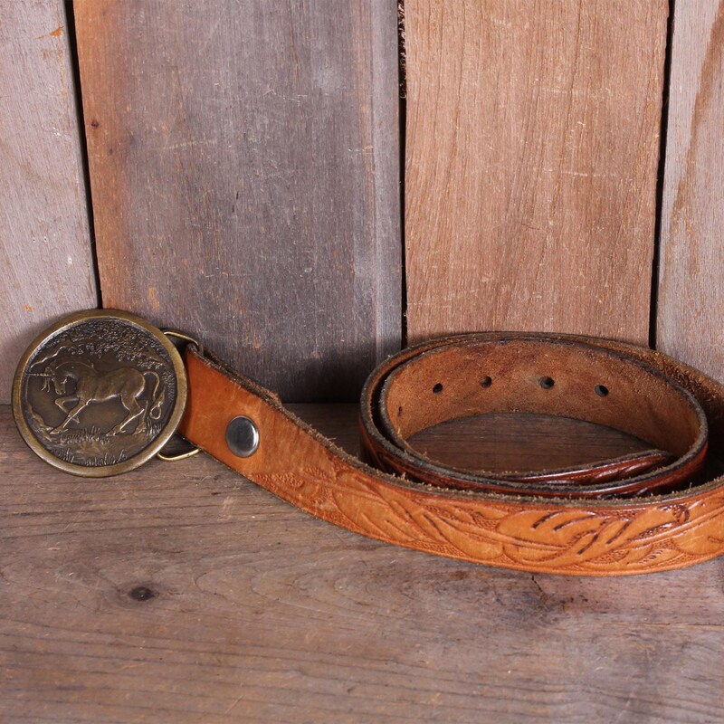 Vintage Leather Belt - Etsy