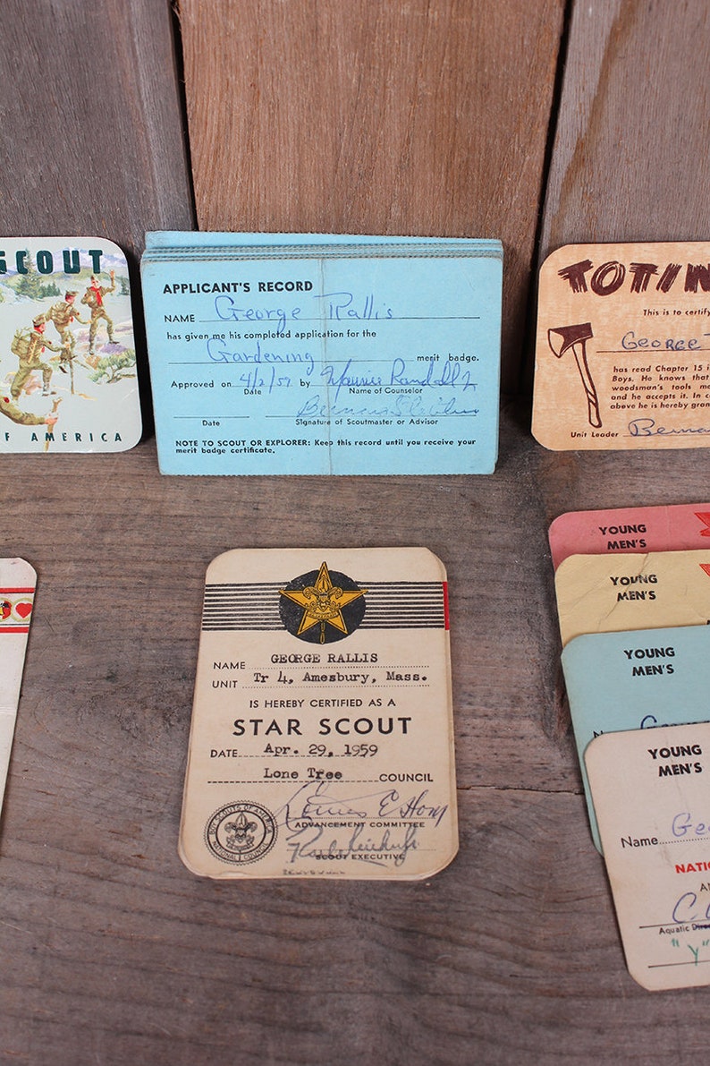 Lot 1950s Boy Scout Membership Cards George Rallis Lone Tree | Etsy
