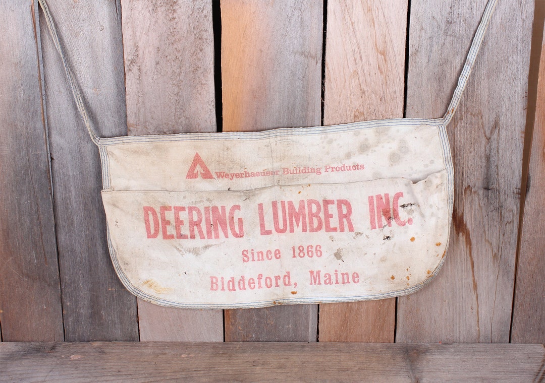 Vintage Canvas Lumber Tool Apron Deering Lumber Biddeford Maine ...