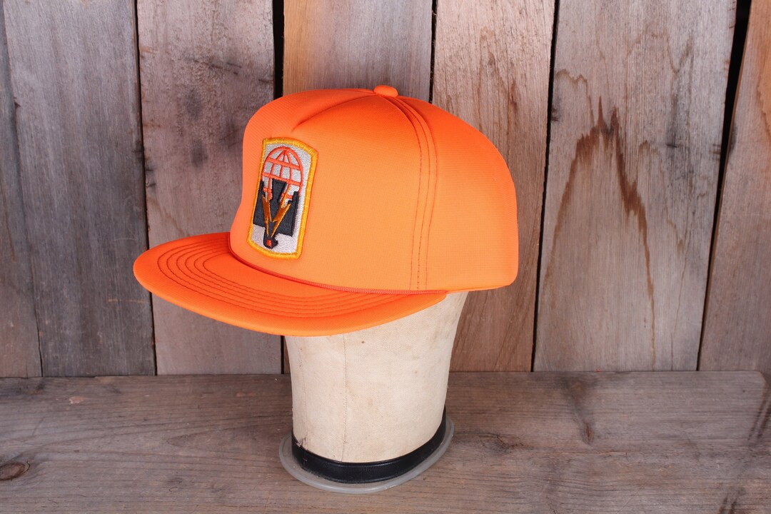 1980s Era Hunter Orange Snap Back Adjustable Trucker Hat Advon Brand ...