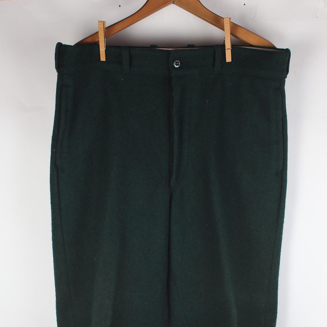 Vintage Men's Dark Forest Green Wool Hunting Pants Johnson Woolen Mills ...