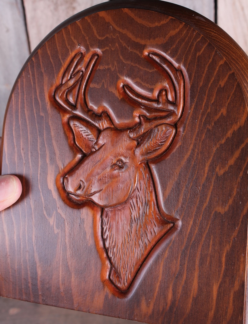 Vintage Pair 1980s Wooden Carved Deer Stag Head Bookends - Etsy