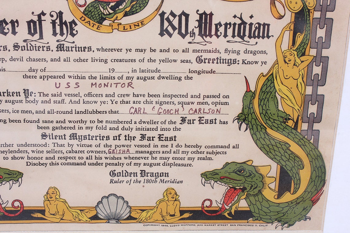 1940s Era Framed Navy Domain of the Golden Dragon | Etsy