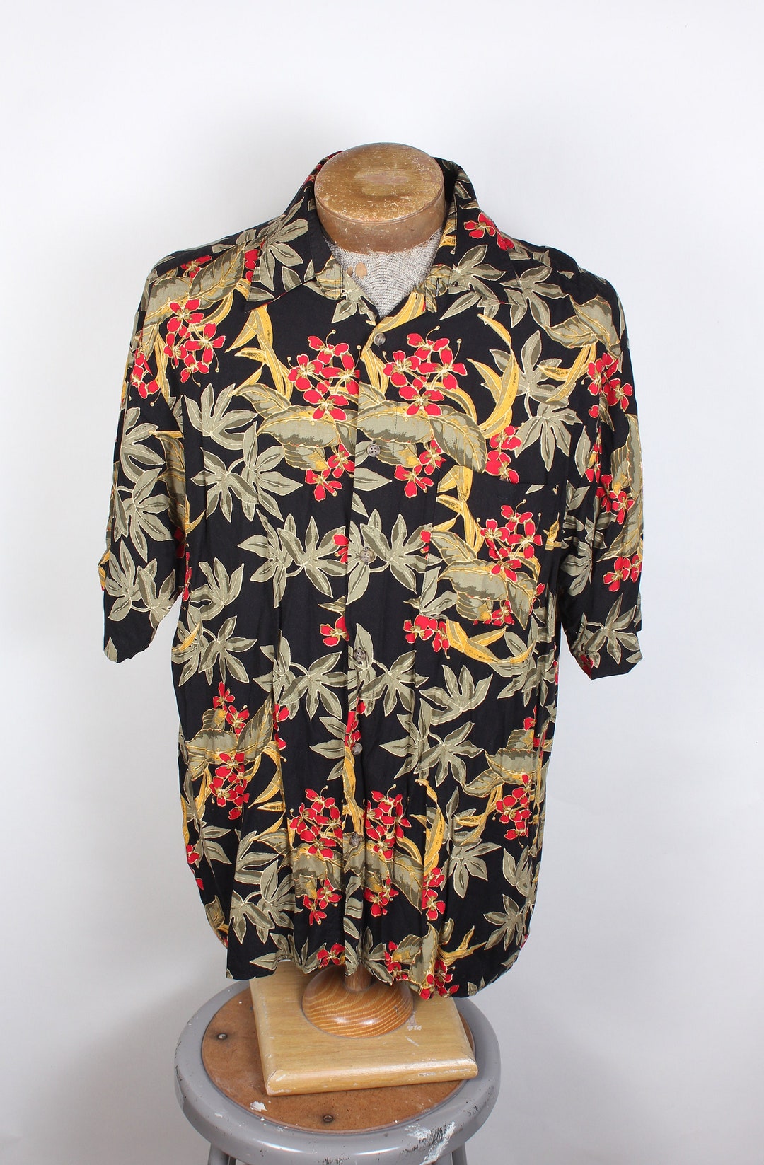 1990's Era Puritan Brand Men's Hawaiian Tropical Shirt Red Green Black ...