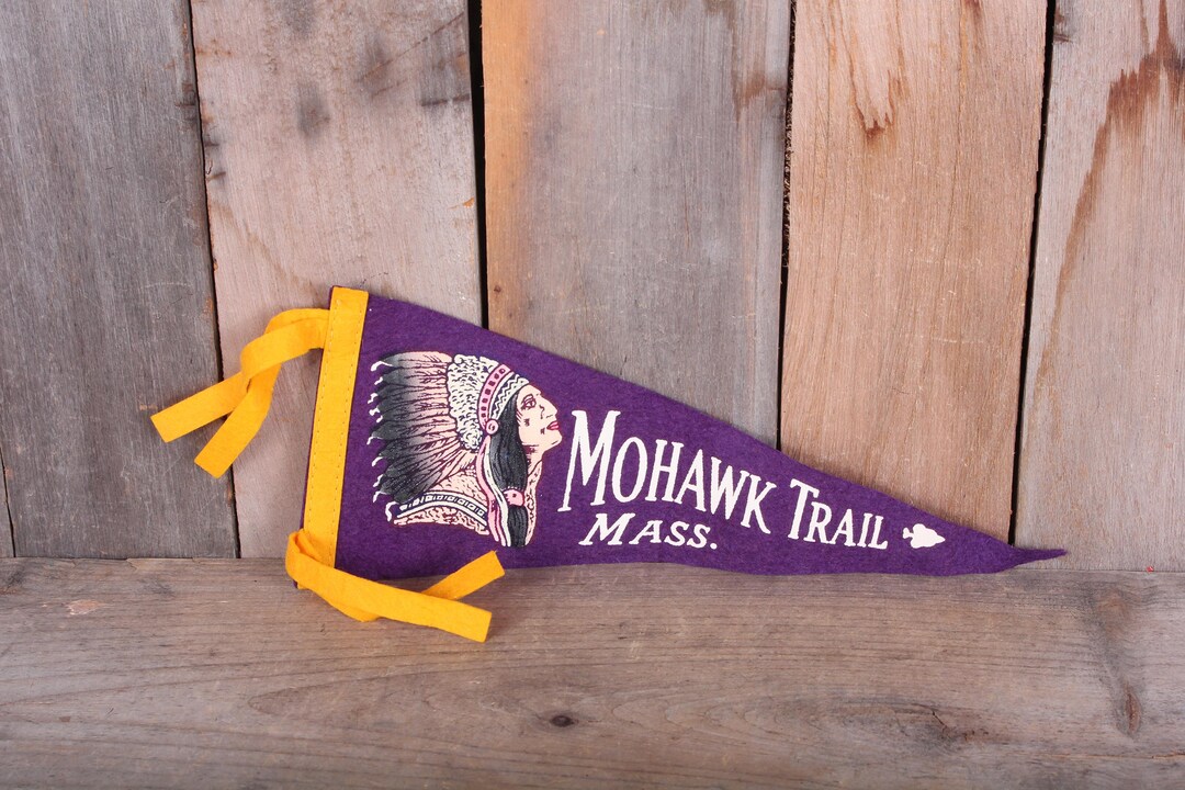 1960s Era Felt Souvenir Pennant Mohawk Trail MA Native American Indian ...