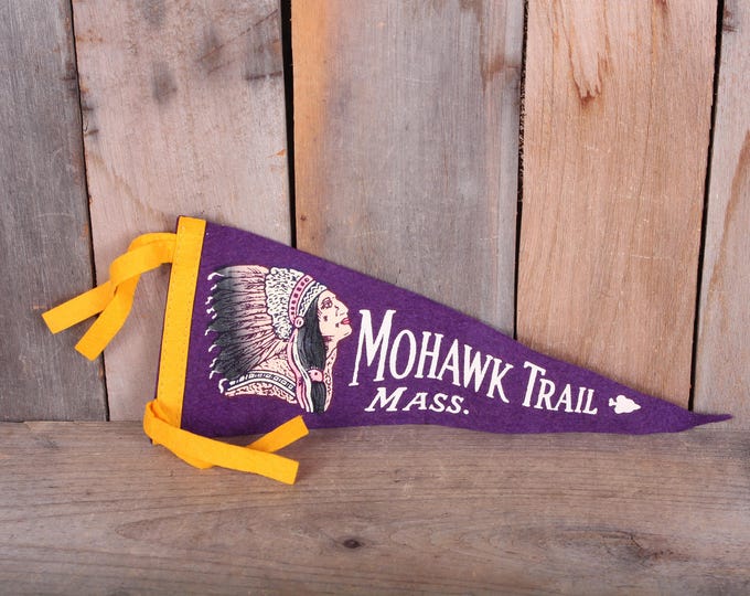 1960s Era Felt Souvenir Pennant Mohawk Trail MA Native American Indian ...