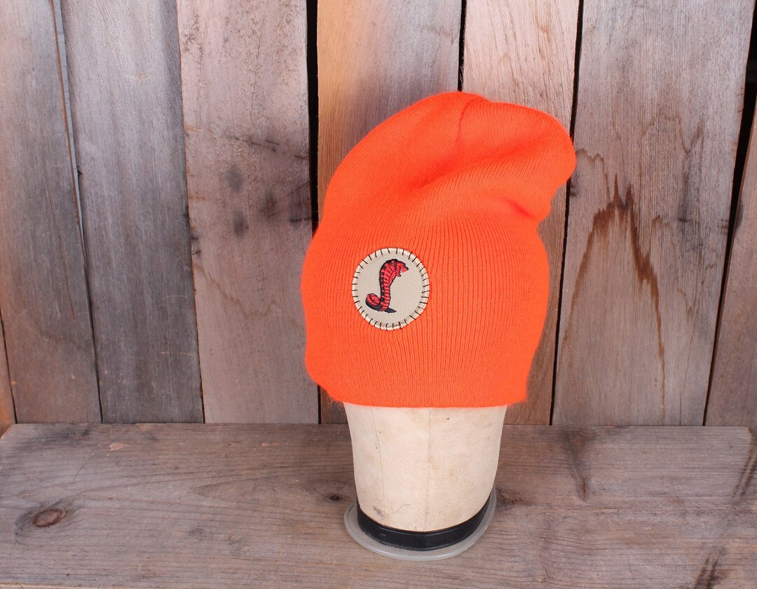 1980's Hunter Orange Day Glo Orange Men's Winter Knit Cap With Vintage ...