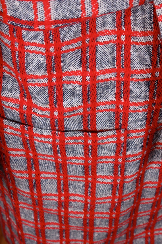 1960s Era Womens Wool Satin Lined Red White Blue Plai… - Gem