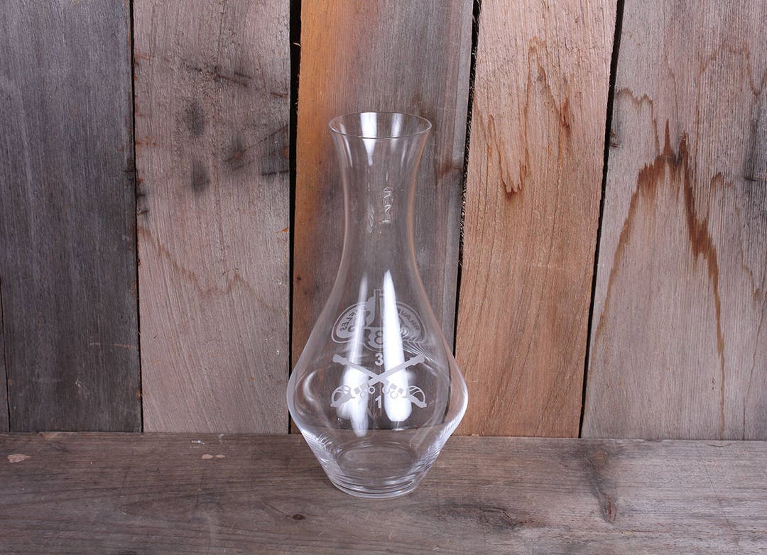 Clear Glass Etched Military Fireman Insignia Wine Liquor Decanter Brave ...