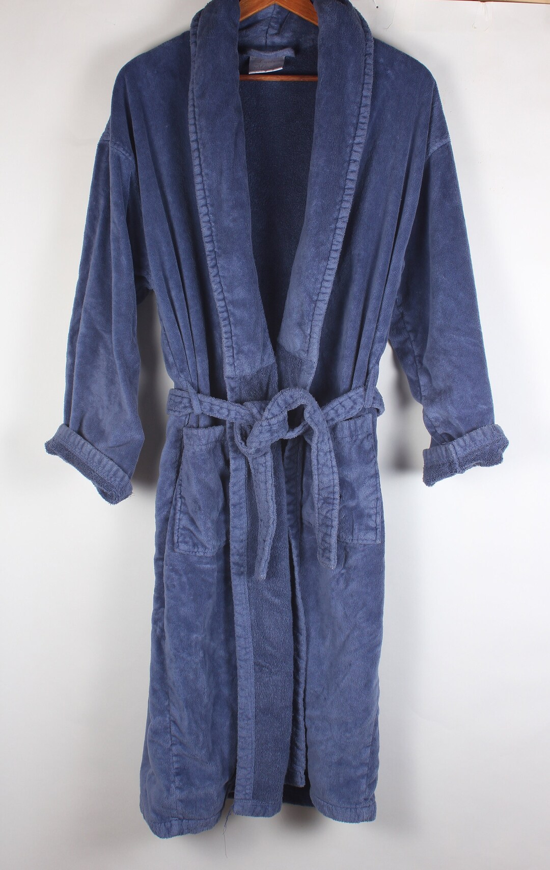 1980's Lucia Minelli Brand Men's Blue Terrycloth Thick Winter Bath Robe ...