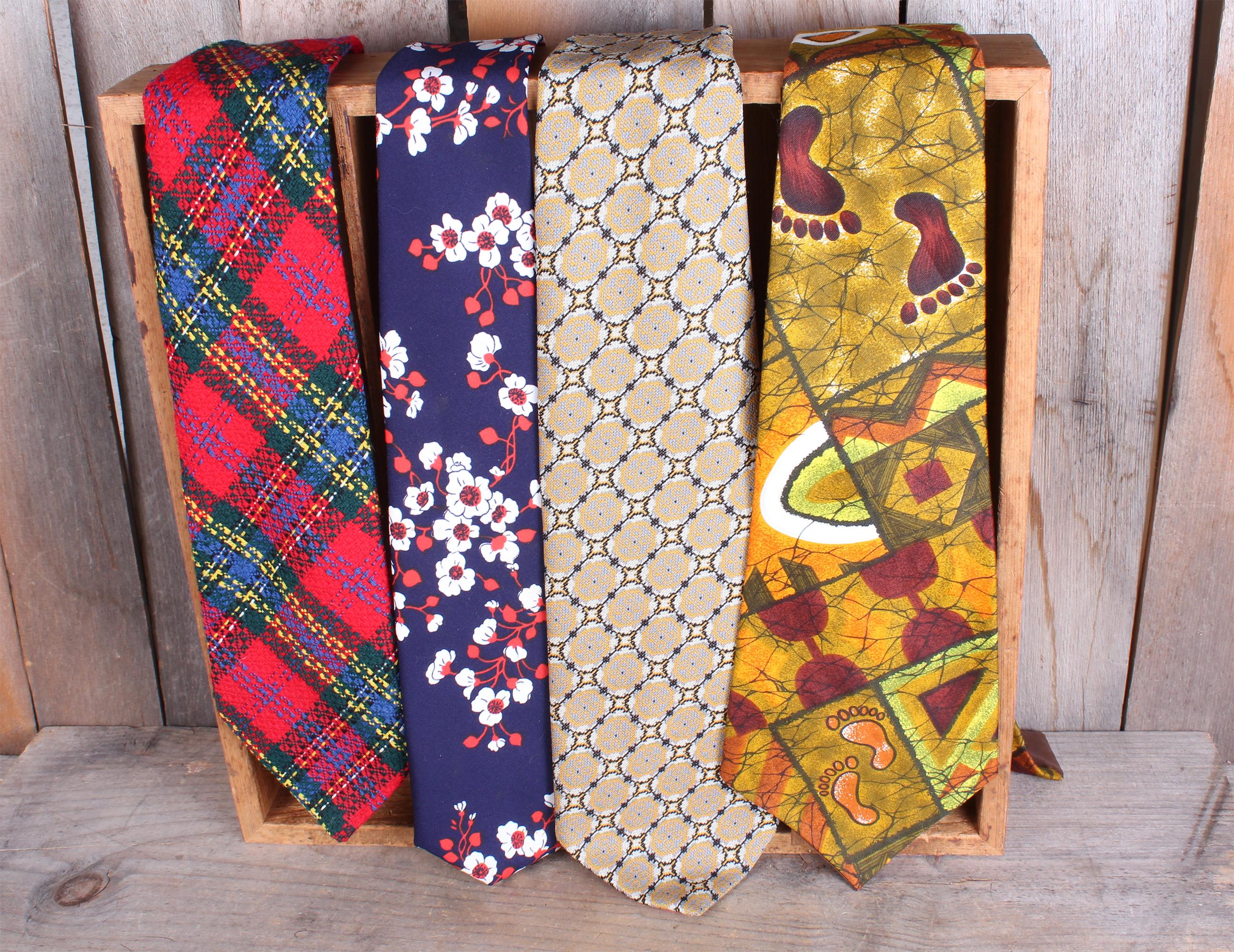Lot 4 1970's Wide Tacky Men's Neck Ties Necktie Lot Polyester Plaid ...