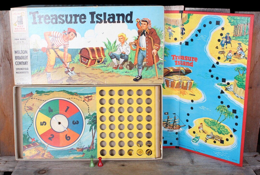 1950's Vintage Milton Bradley Treasure Island Board Game for Pieces ...