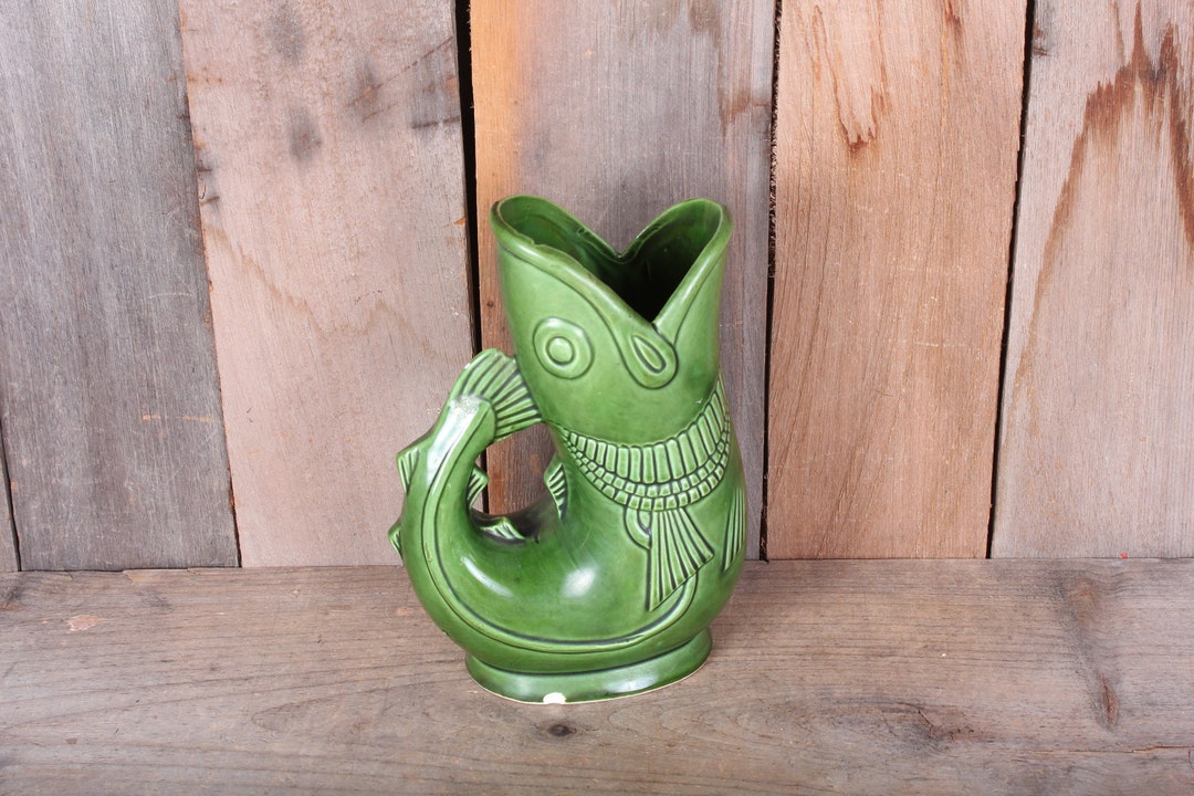 Vintage as is Chadwick Made in Japan Green Fish Gurgling Cod Pitcher ...